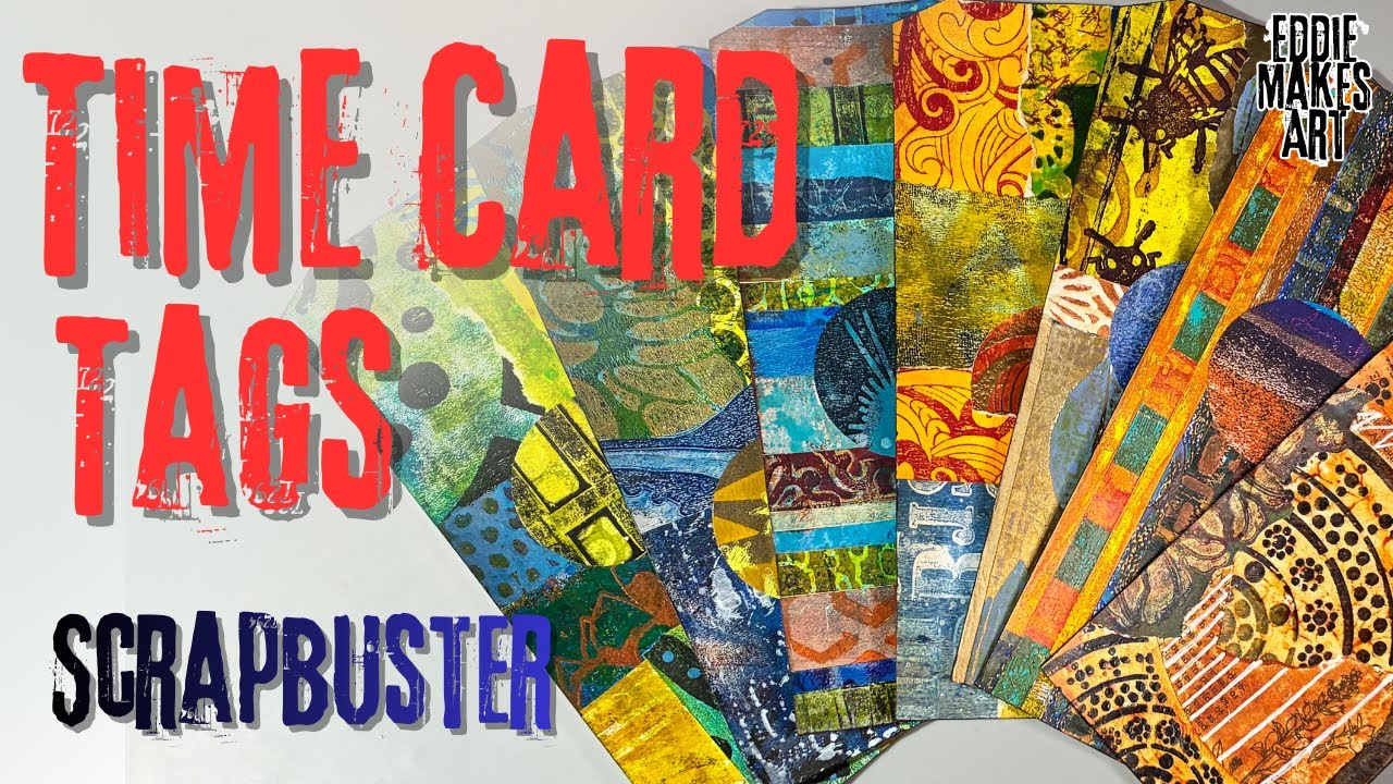 Time Card Tags #scrapbuster #gelliprint - YouTube