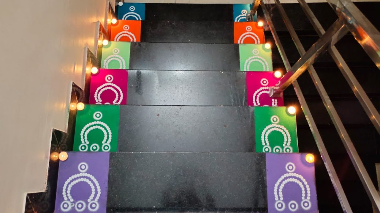 Stairs Rangoli Design | Latest rangoli designs | Diwali special stairs ...