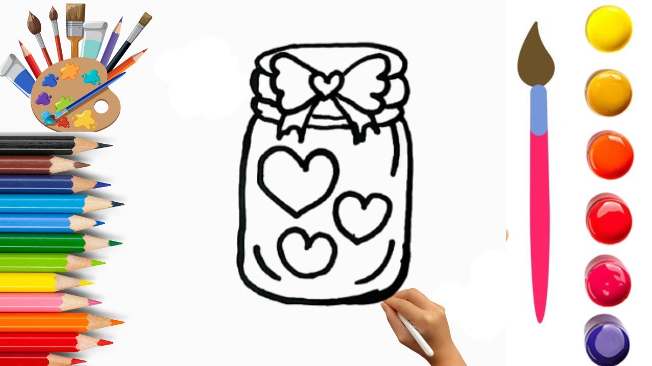 How to draw Cute Hearts Chocolate jar | cute easy drawings chocolate ...