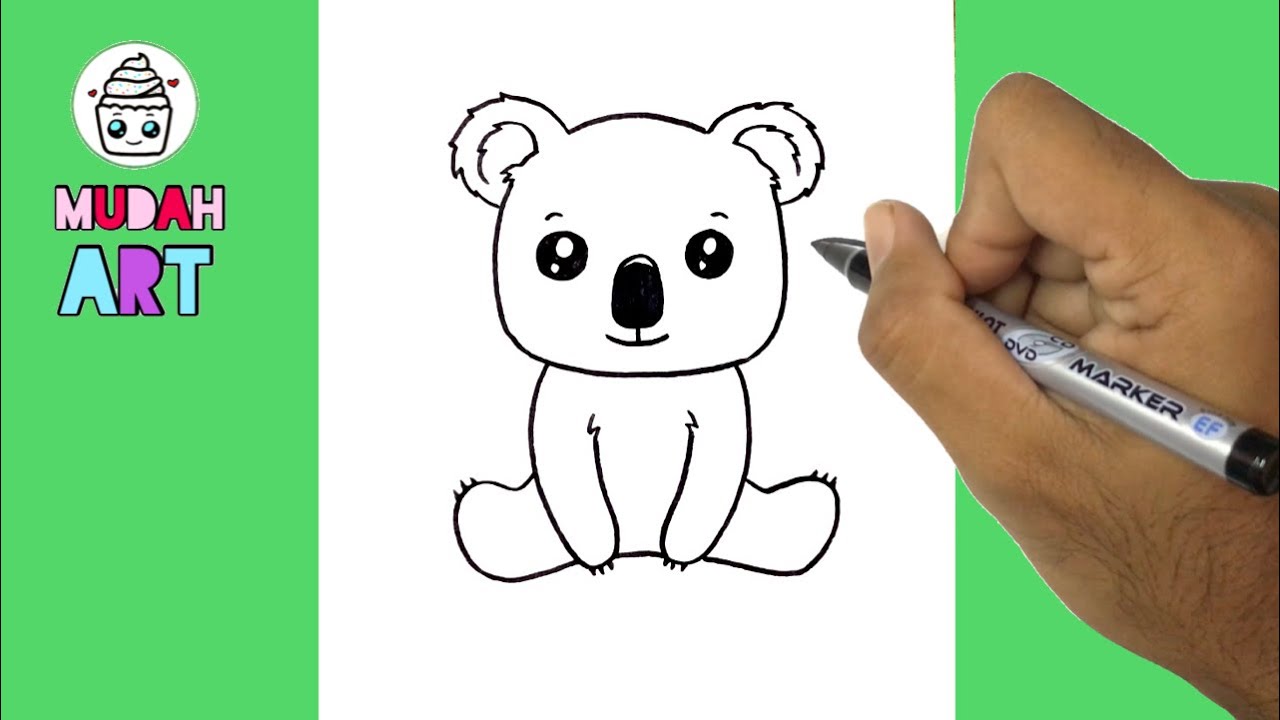 CARA MELUKIS BERUANG KOALA COMEL LANGKAH DEMI LANGKAH - YouTube