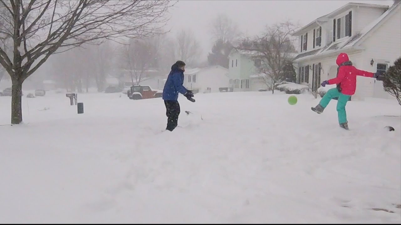 Snow kick ball - YouTube