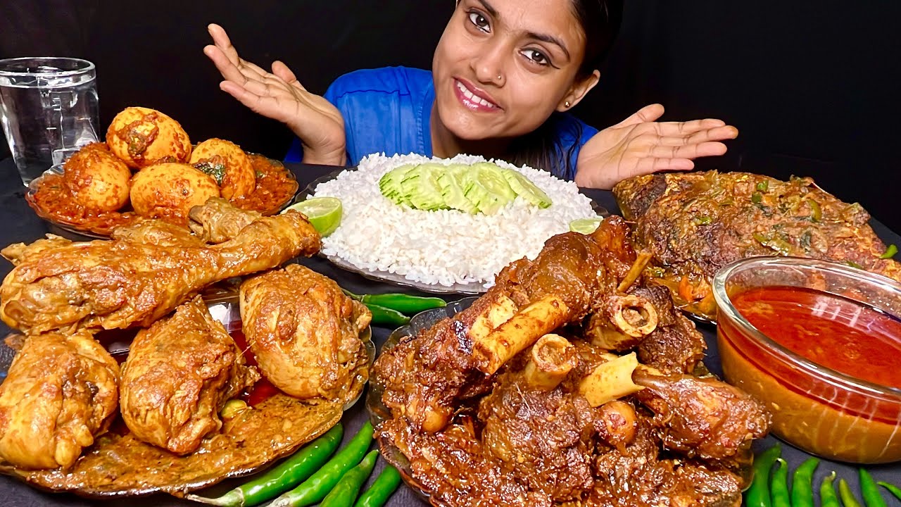 Spicy Mutton Kala Bhuna Chicken Curry Egg Curry Fish Curry With Rice ...