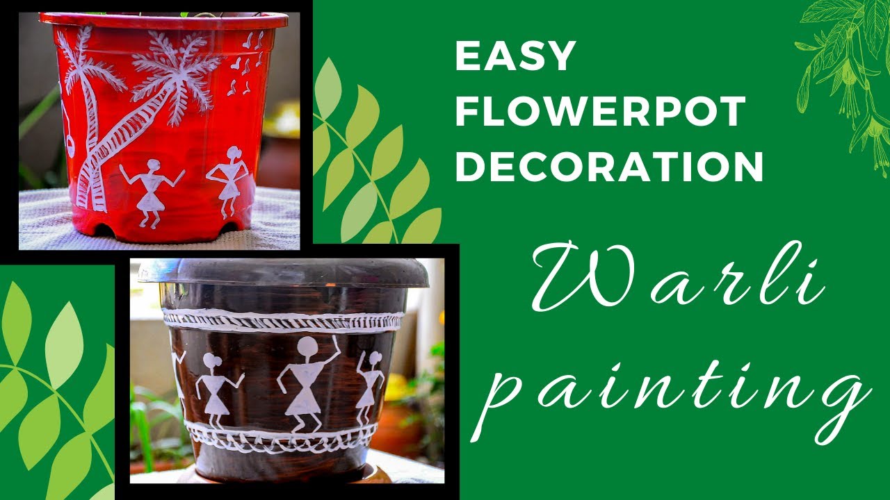Flower pot decoration ideas | Warli / Varli design | DIY Crafts by ...