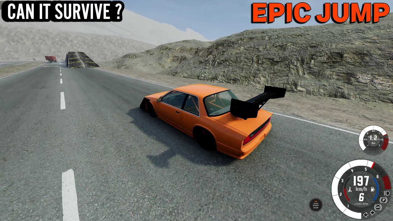 Let's See Which Car can Survive | Epic High Speed Car Jump | Beam NG ...