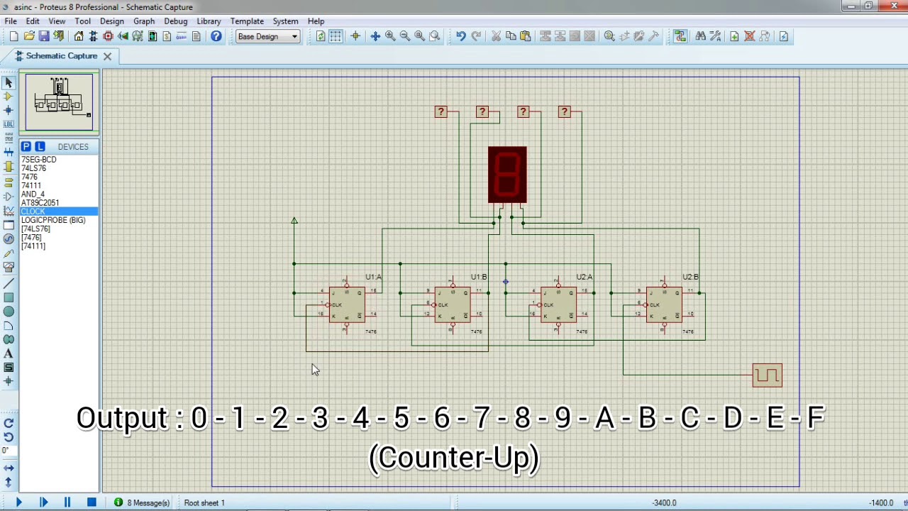Pencacah Tak Serempak (Asynchronous Counter) || SYNCRON 4-BIT JK-FF IN PROTEUS - YouTube