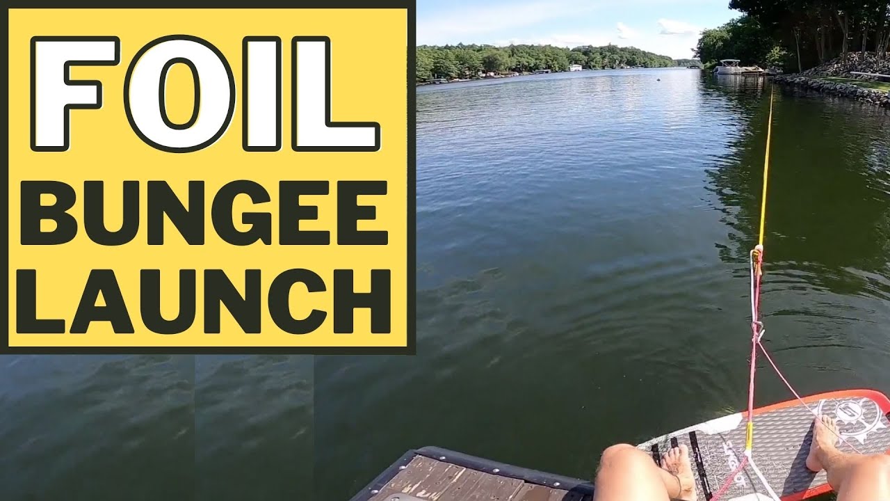 Hydrofoil Dock Start | Lake Foil Surfing with a Bungee to Launch off ...