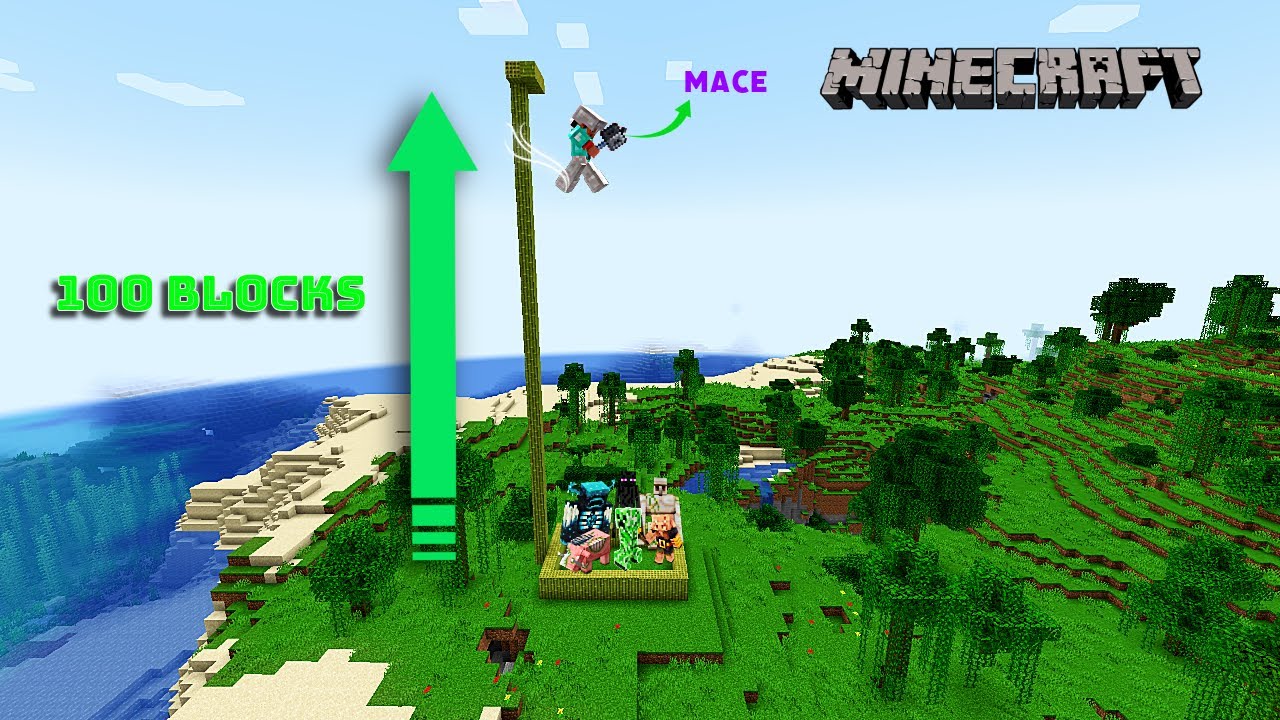 USING MACE FROM 100 BLOCKS TALL TOWER | MINECRAFT - YouTube