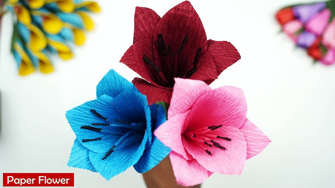 How to make realistic flowers - Handmade crepe paper flower making ...