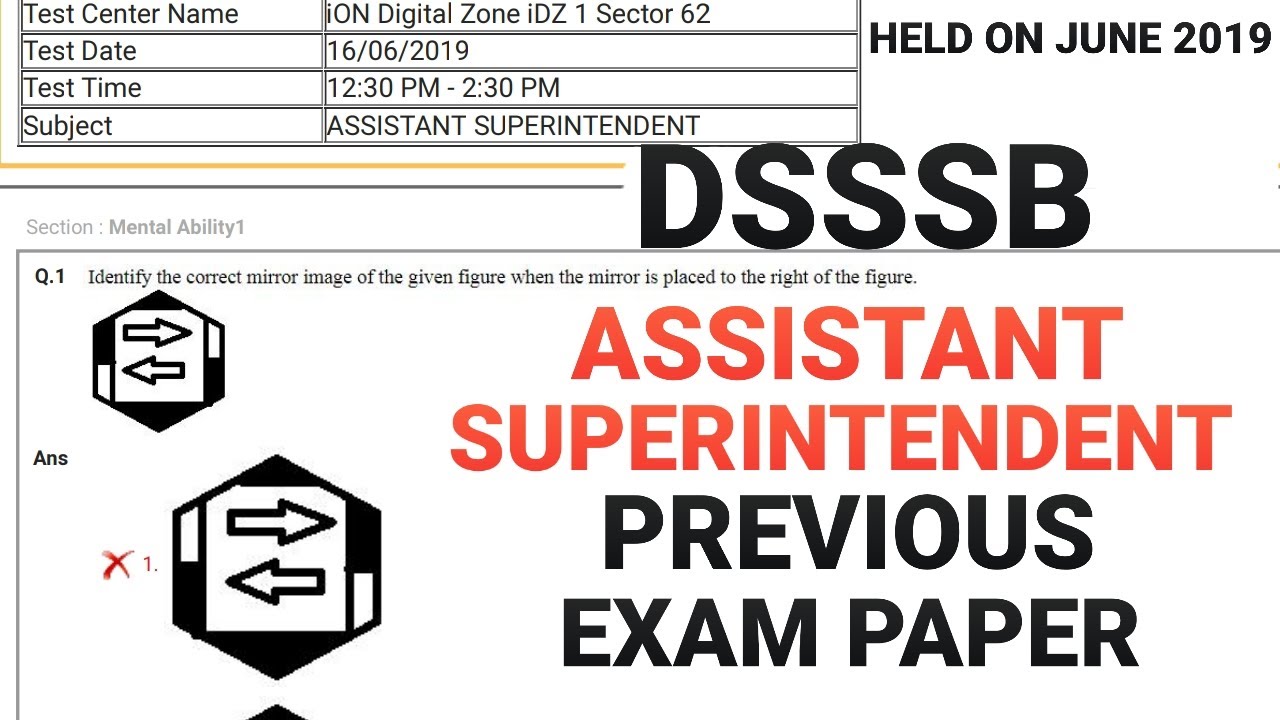 DSSSB ASSISTANT SUPERINTENDENT PREVIOUS YEAR QUESTION PAPER | DSSSB ...