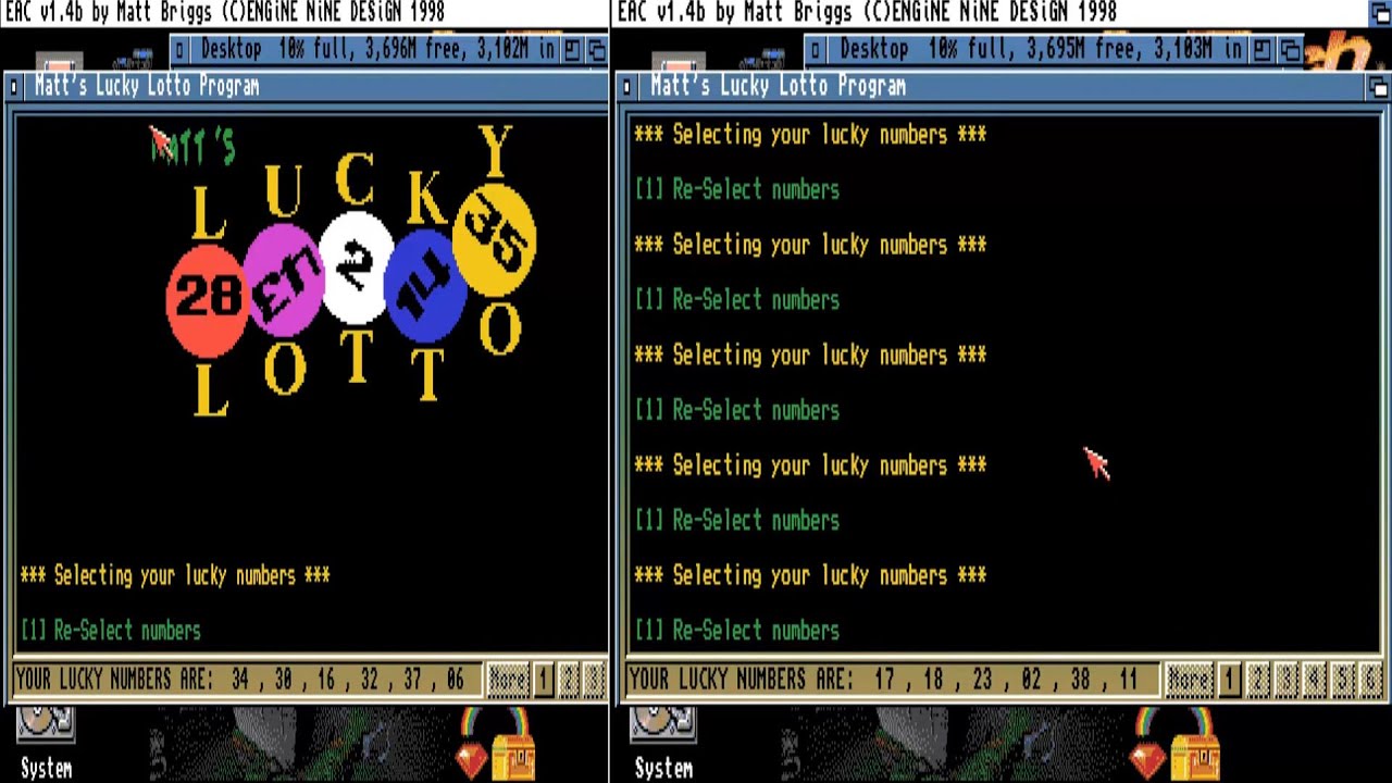 AMIGA MATT'S LUCKY LOTTO PROGRAM NUMBERS EAC ENGINE ADVENTURE CODE v1 4 ...