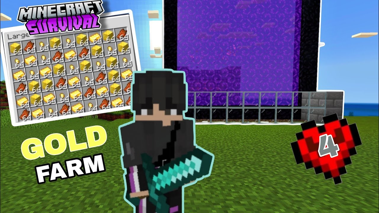 Minecraft Gold & XP Farm Tutorial #4 | Easy Nether Portal Farm for ...