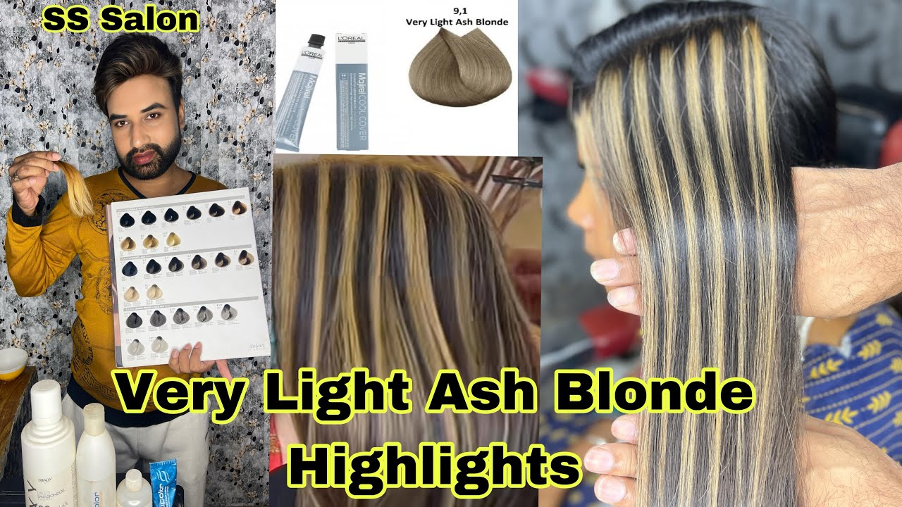Very Light Ash Blonde Highlights for Beginners step-by-step // 9.1 Ash ...