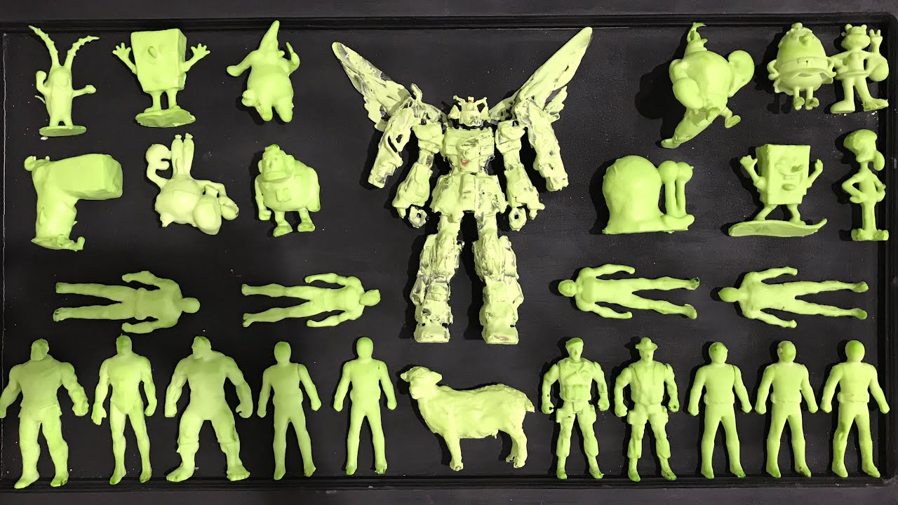 Membersihkan Mainan Kotor Berlumpur spongebob, power rangers, spiderman ...