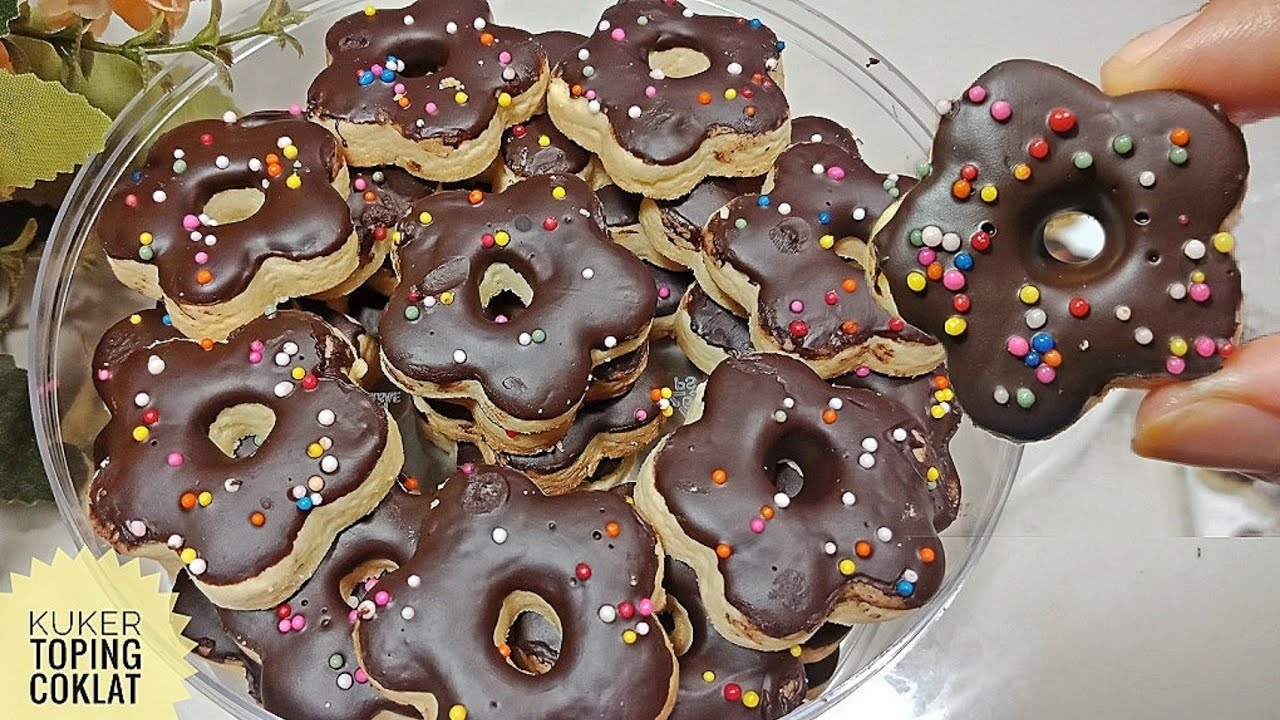 Resep kue kering || Kue kering topping coklat - YouTube