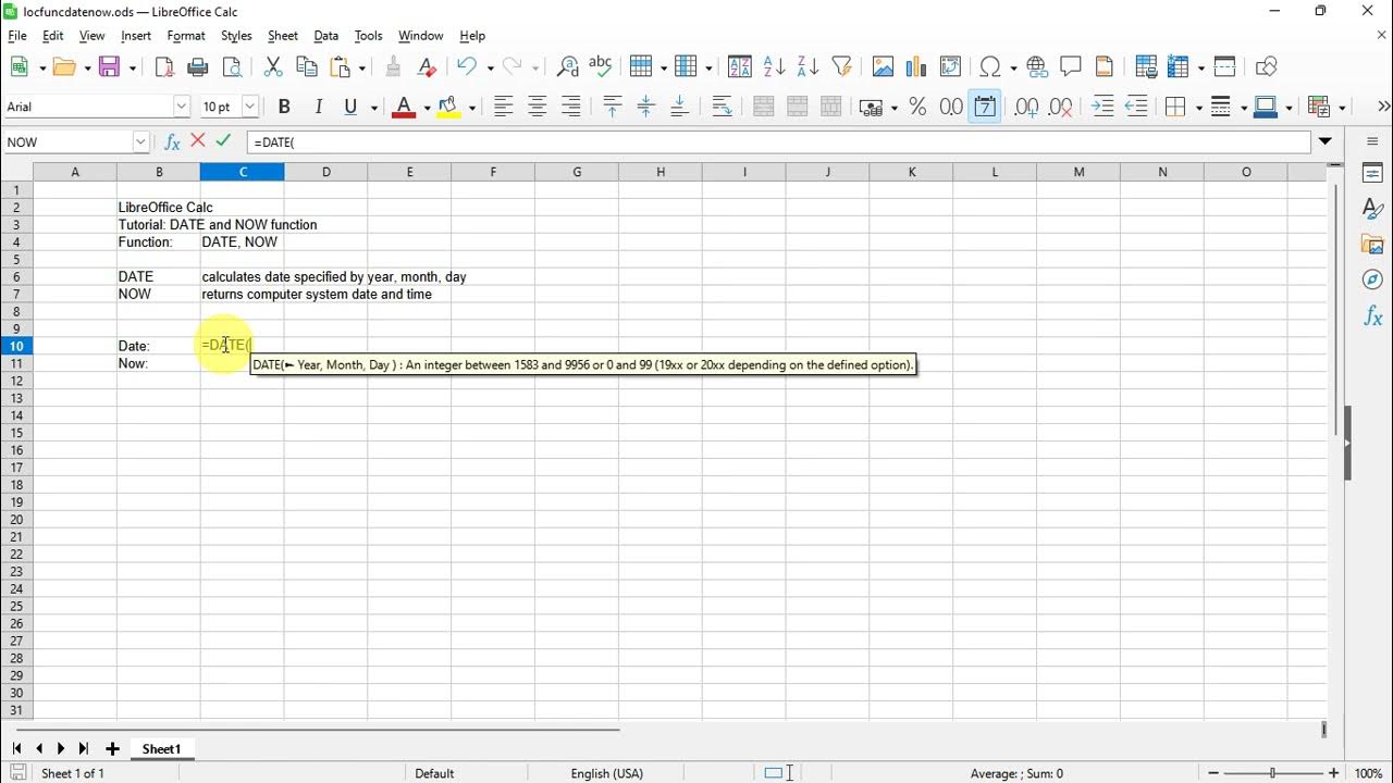 LibreOffice Calc: DATE & NOW functions #libreofficetutorial # ...
