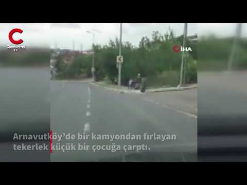 Araçtan fırlayan kamyon tekeri küçük çocuğa çarptı