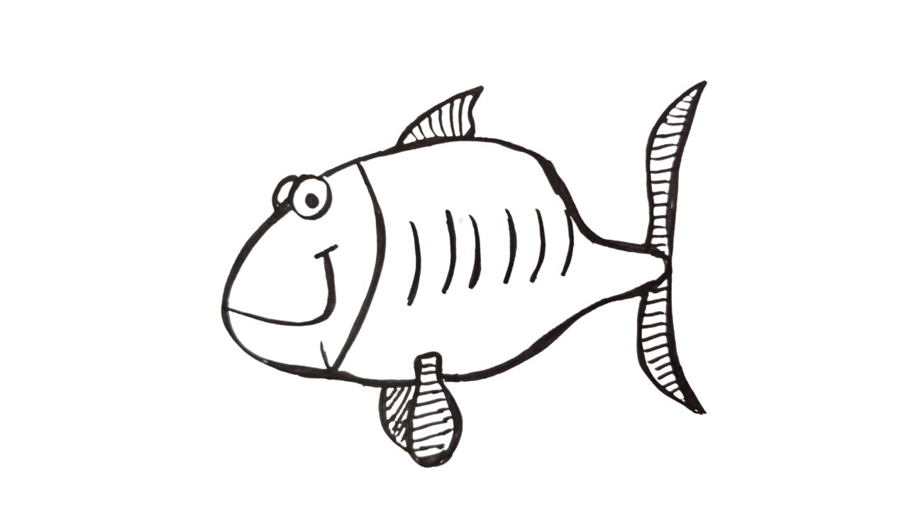 How to Draw a Cute Fish | Cute Fish Sketch | Step By Step Drawing ...