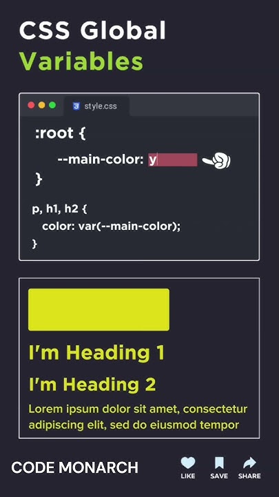 Master CSS Global Variables: Custom Properties Visualized! 🥰🔥#css #tipsandtricks #codemonarch ...