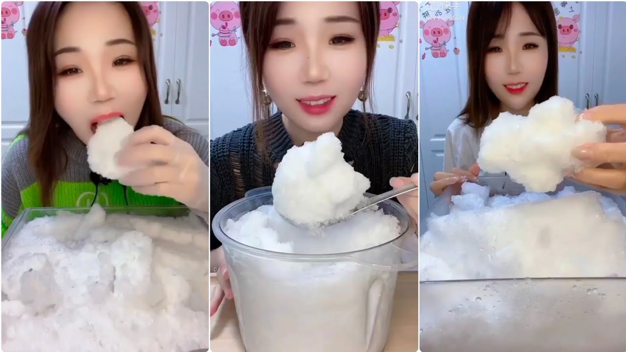 WHITE ICE EATING ASMR 💙 ICE EATING ASMR 💙 Snow-white ASMR 💙 - YouTube