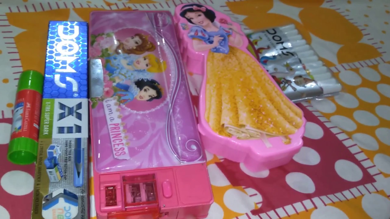 Disney Princess pencil box and stationery - YouTube