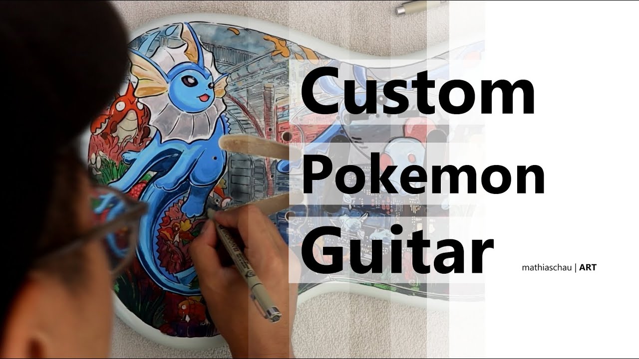 Ep 3: Custom Pokemon Electric Guitar! (Drawing + Re-finishing) - YouTube