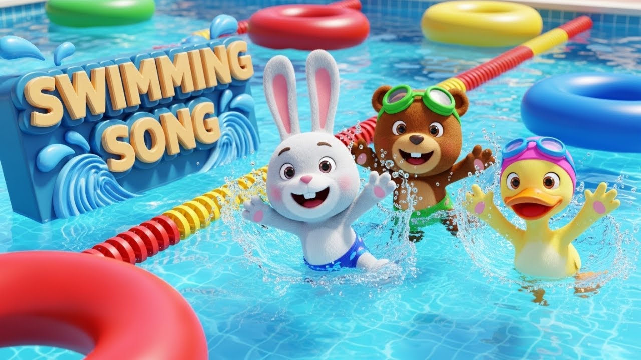 Swimming Song 🐰🐻🦆 | Fun Kids Pool Song | HappyTinyTunes - YouTube