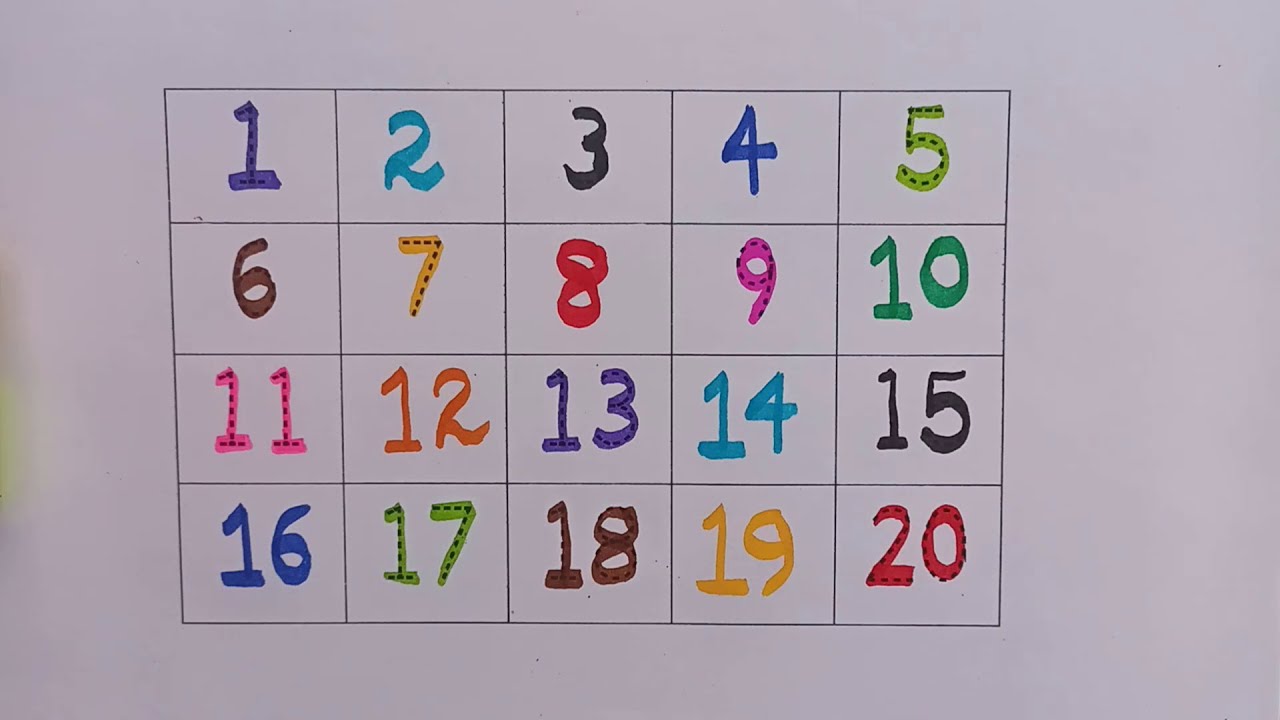 Learn numbers 1 to 20 count and write numbers for kids | 1 to 20 ...