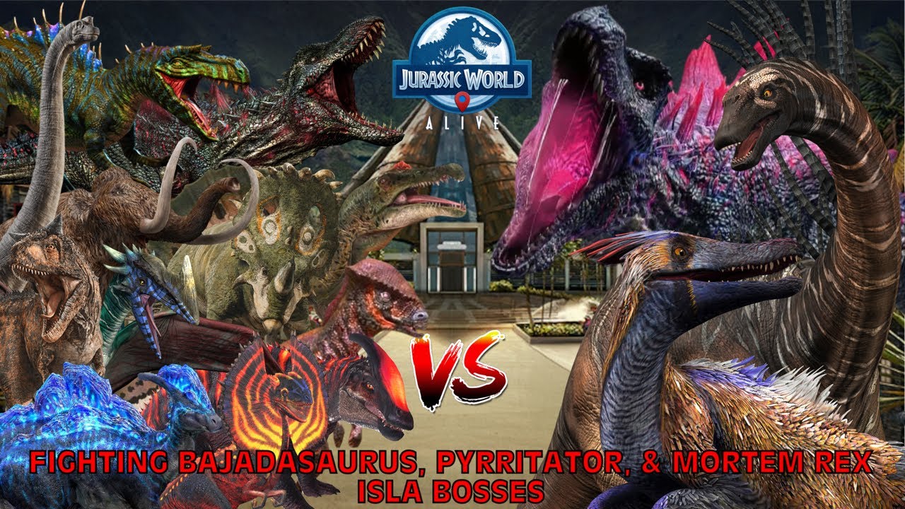 Fighting Bajadasaurus, Pyrritator, & Mortem Rex Isla Bosses - Jurassic ...