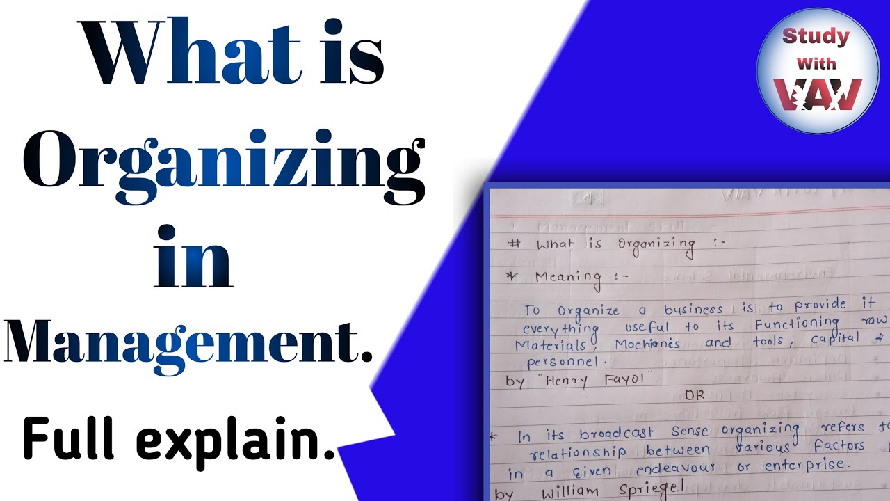 What Is Organizing || Definition || In Management || Hindi - YouTube