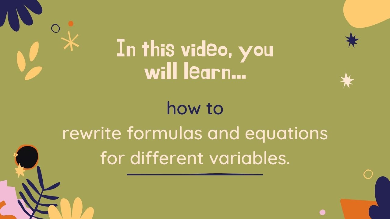 Rewriting Formulas & Equations - YouTube