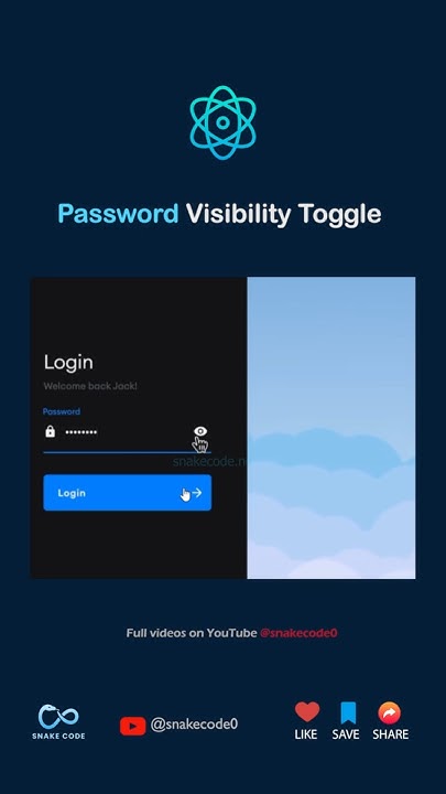 Password visibility toggle Using Reactjs #reactjs #webdevelopment #frontend - YouTube
