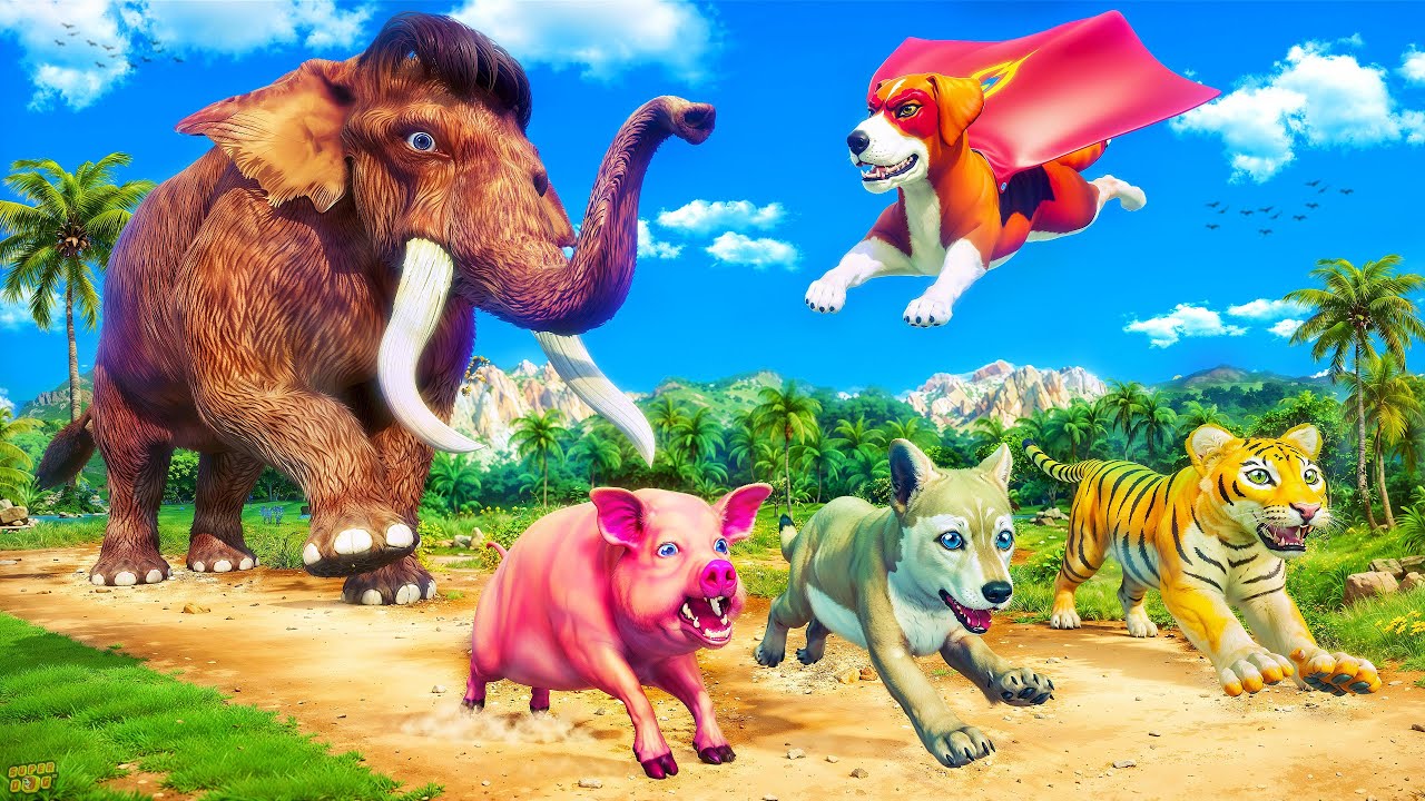 Super Dog vs Giant Mammoth! Jungle Animals Saved in Heroic Rescue ...