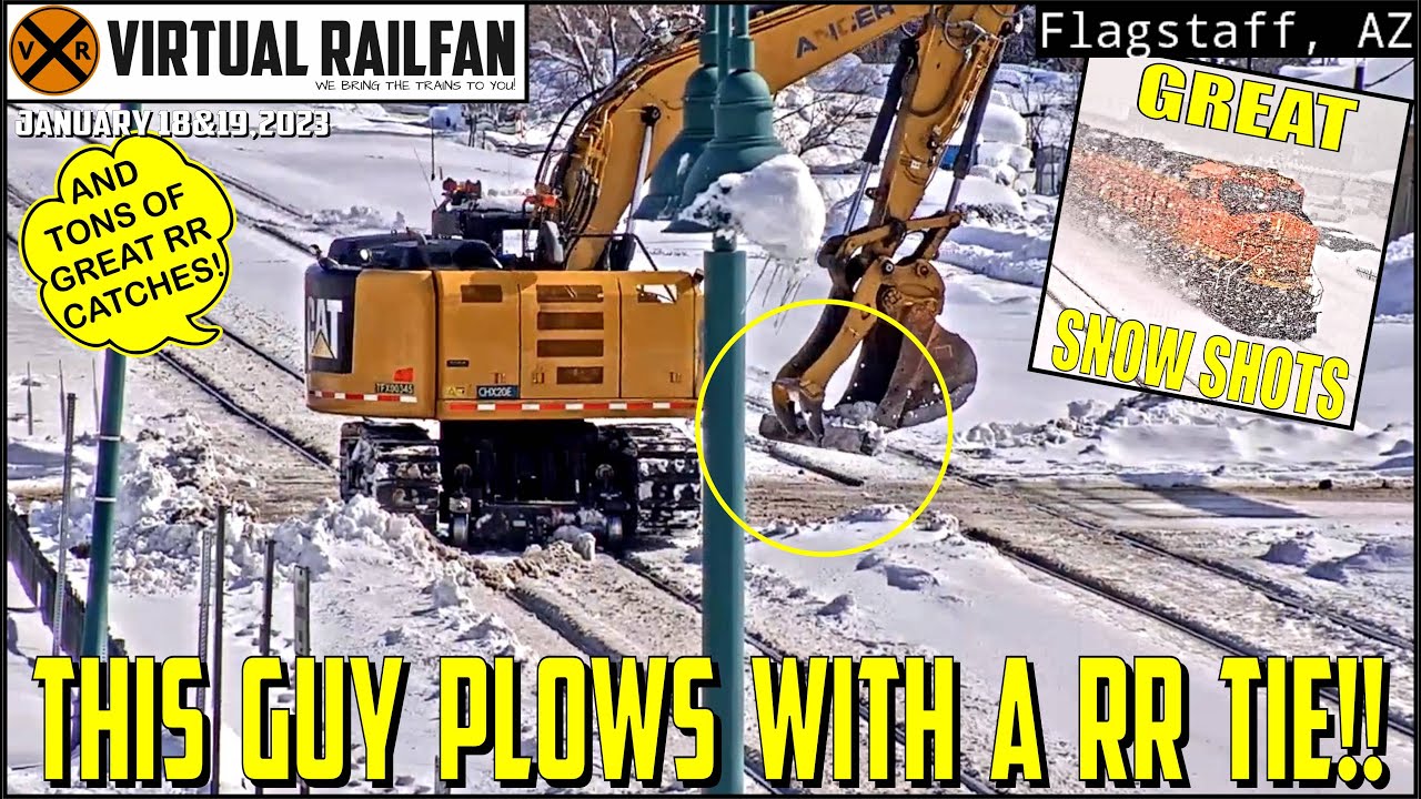 OPERATOR USES A RR TIE AS A SNOWPLOW & IT’S GREAT! AND ALL THE TRAIN ...