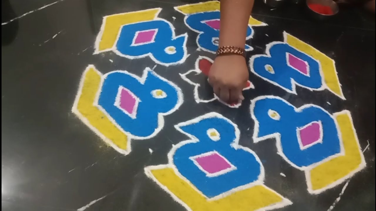 beautiful kolam design🌼||kolam making process - YouTube