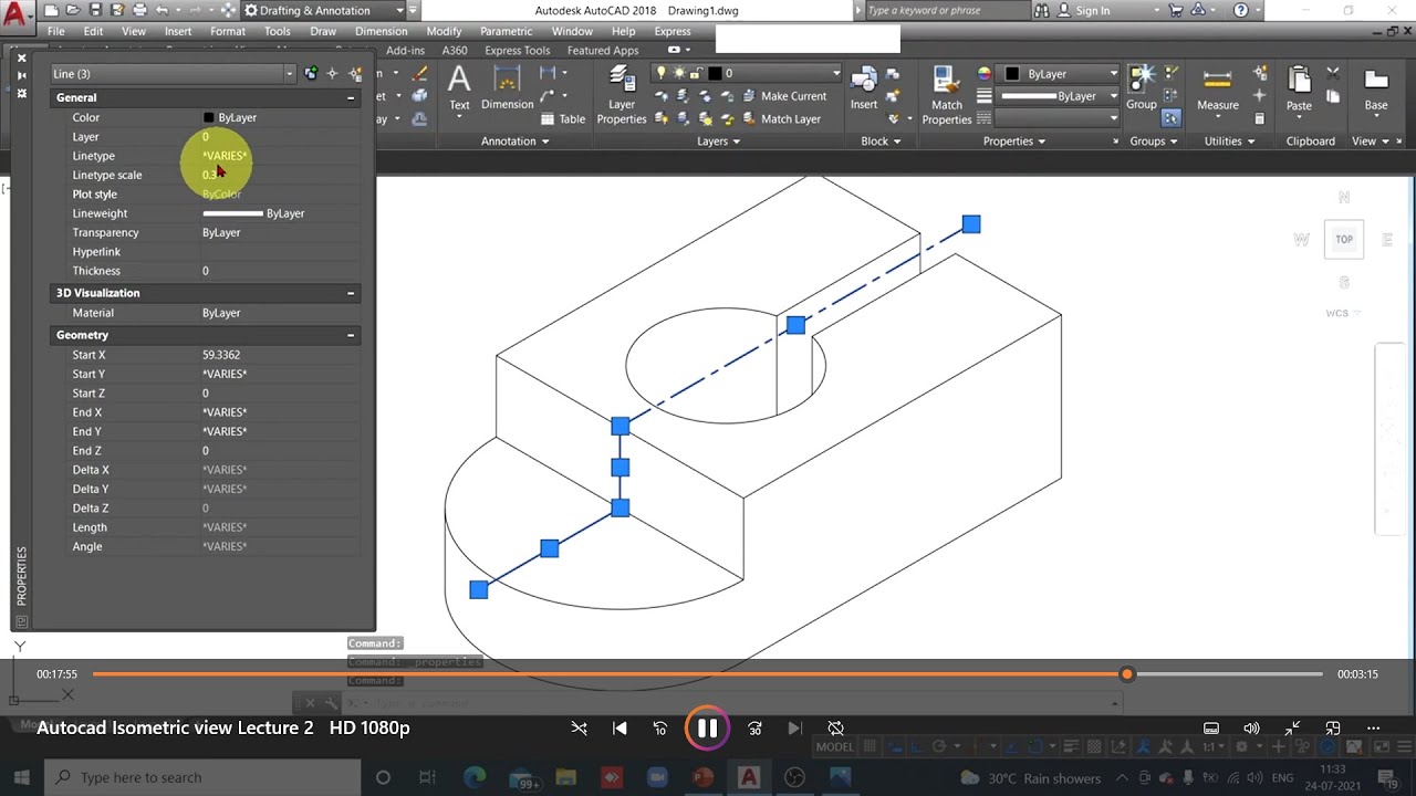 Autocad Isometric view Lecture 2 HD 1080p - YouTube