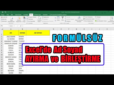 Excel'de Ad Soyad Ayırma ve Birleştirme - FORMÜLSÜZ-KOLAY ANLATIM