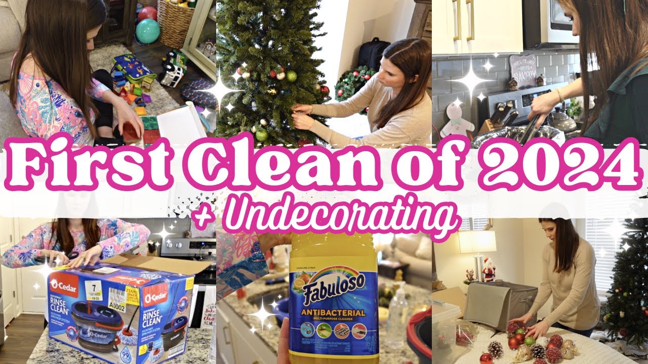 FIRST CLEAN WITH ME OF 2024 | 2024 CLEANING MOTIVATION | NEW YEAR CLEAN WITH ME | UNDECORATING ...