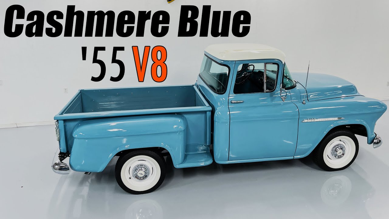 1955 Chevy Truck Cashmere Blue V8 - YouTube