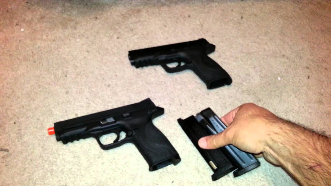 SMITH & WESSON M&P 9mm Comparison with WE BIG BIRD AIRSOFT GUN - YouTube