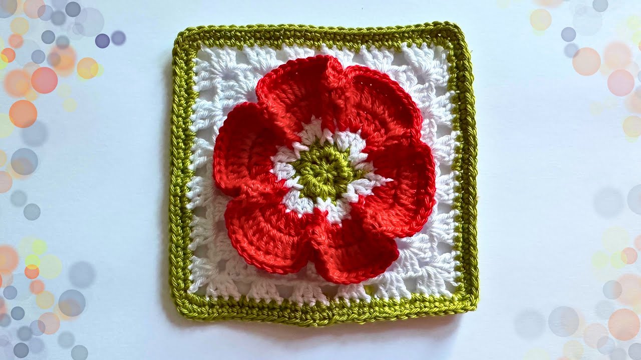 Crochet flower granny square 3d pattern (beginner crochet project ...