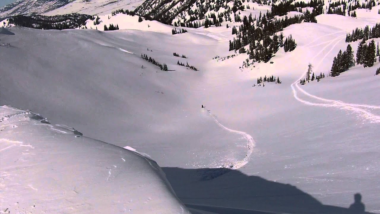 Jon's cornice drop on his XM ski doo - YouTube
