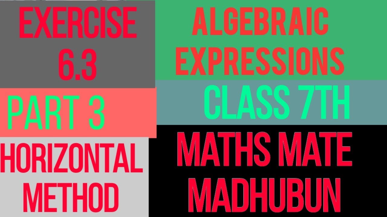 Horizontal method of subtraction|algebraic expression|class 7|maths ...