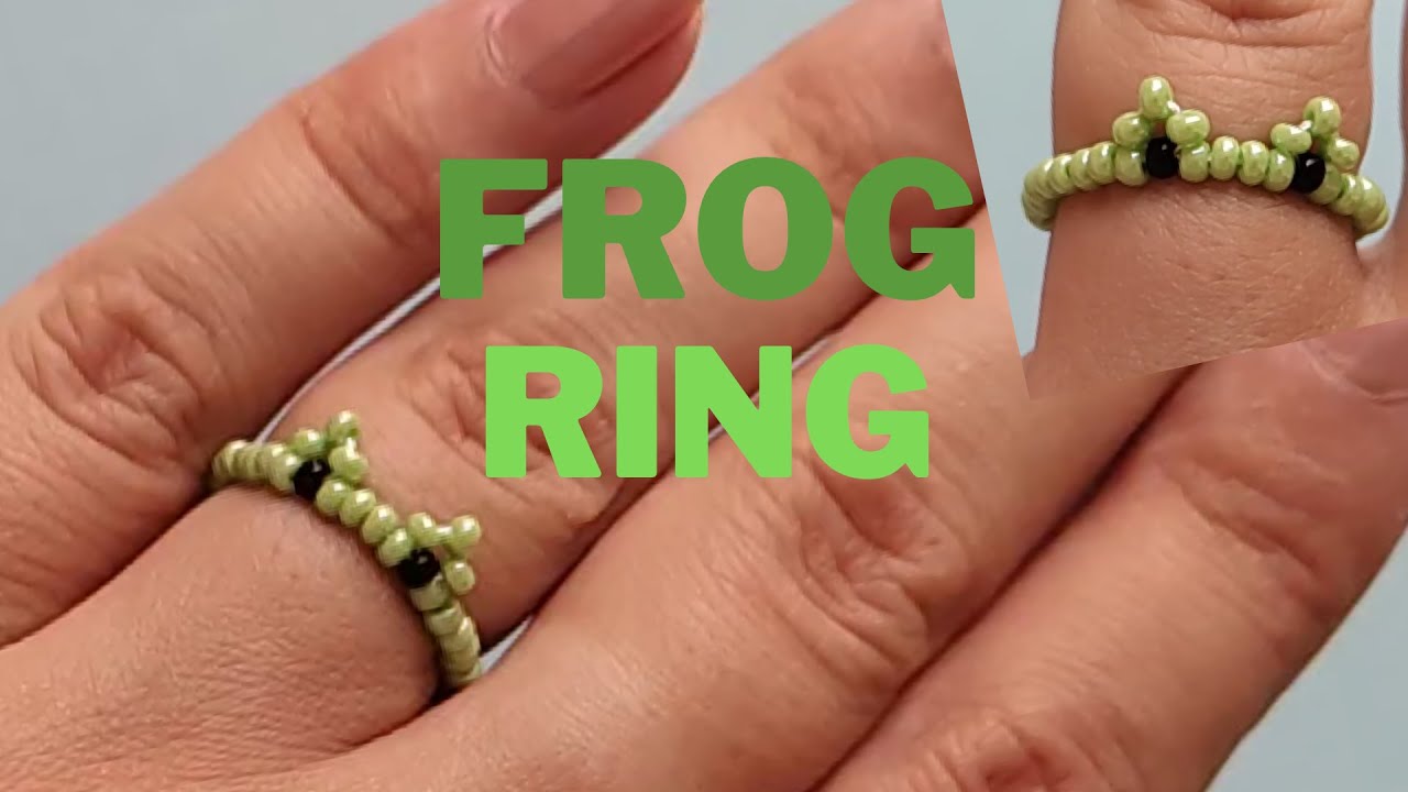 Simple seed bead ring tutorial, frog beaded ring diy - YouTube