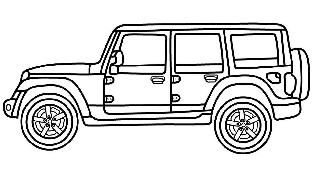 How to Draw Mahindra Thar / Jeep Drawing - YouTube