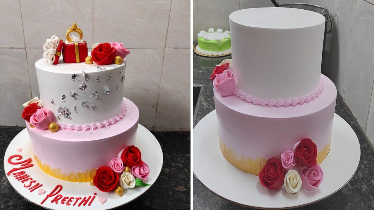 Satisfying and Easy Two Tire Engagement Ceremony Cake |Two Step Flowers ...