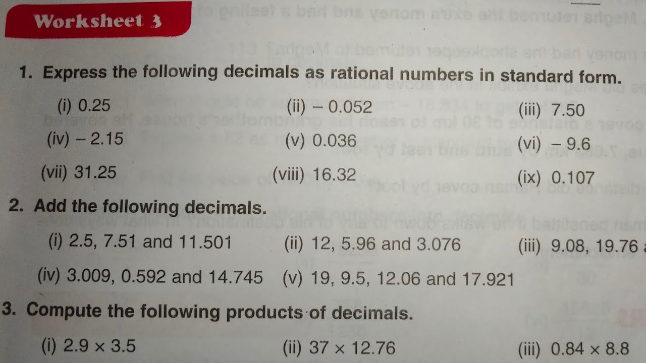 DAV Class 7 chapter 3 worksheet 3 ।। Class 7 chapter 3 worksheet 3 dav ...