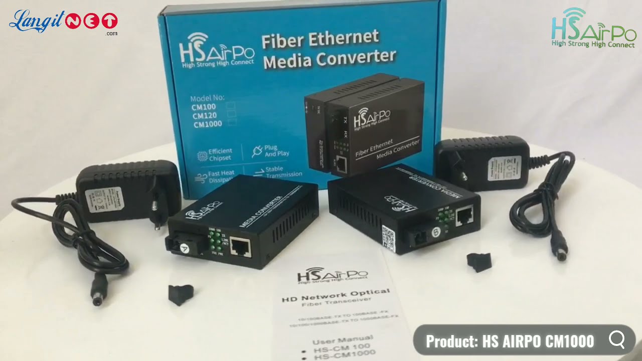 HS AIRPO CM1000 GIGABITE 20KM MEDIA CONVERTER - (92455) - YouTube