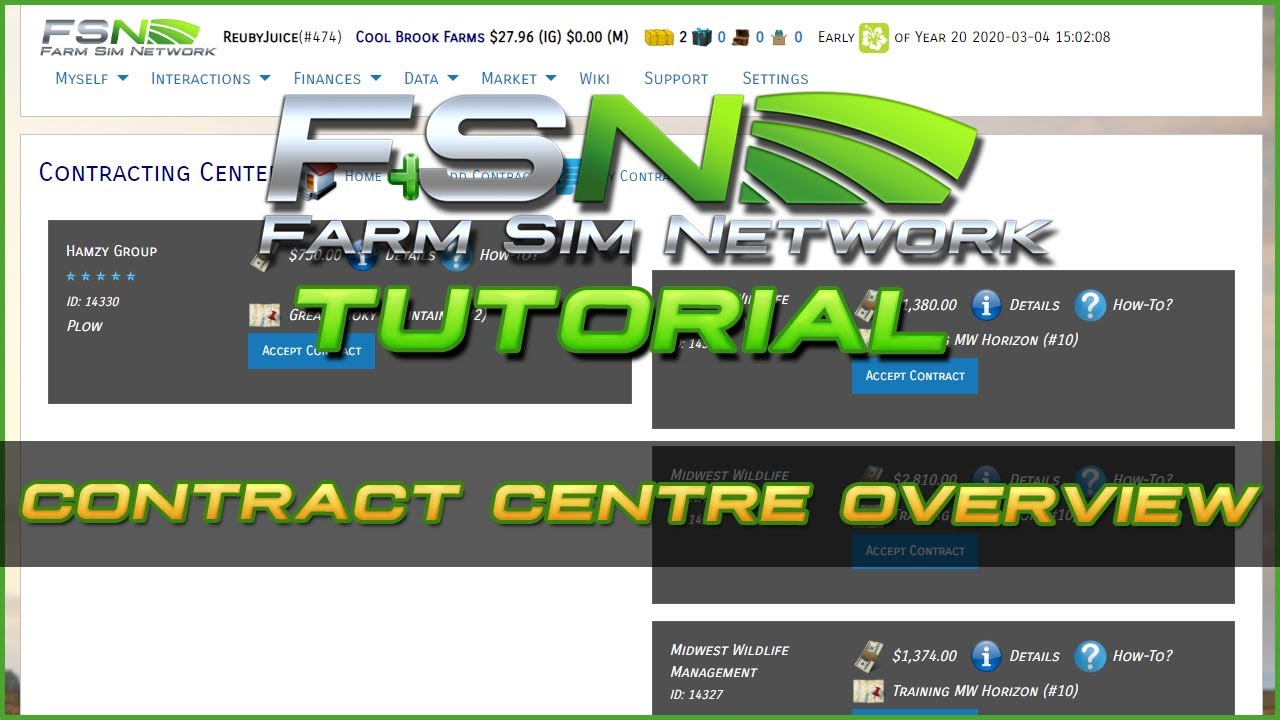 Contract Centre Overview | Farm Sim Network (FSN) Tutorial #5 - YouTube