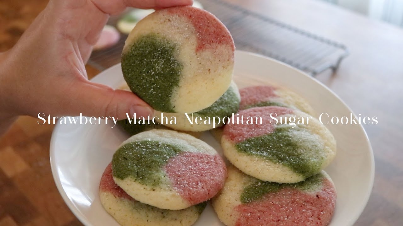 Strawberry Matcha Neopolitan Sugar Cookies - YouTube