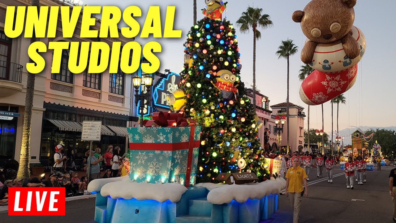 🔴Live: Universal Studios Orlando holiday Parade and Decorations around ...